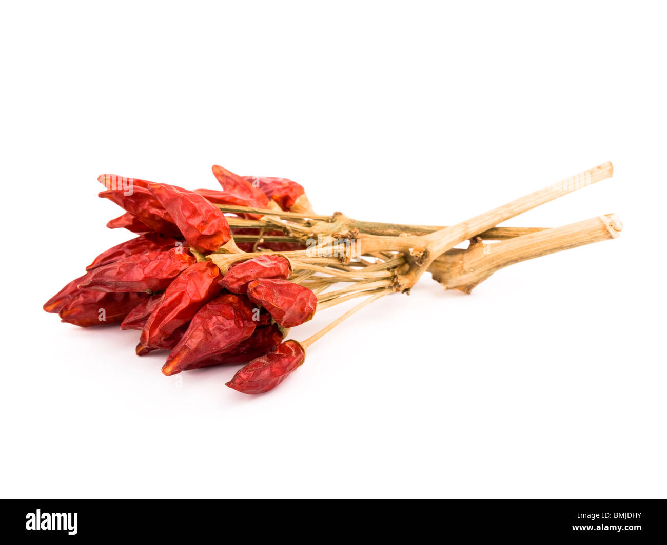 Dried red capsicum pepper on white background - hungarian seasoning ...
