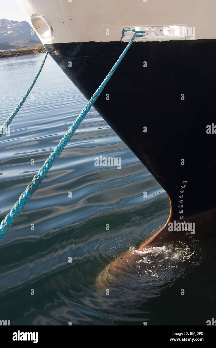 Stem of a ship in the harbour of Nuuq (Nuuk) , Greenland, Denmark Stock ...