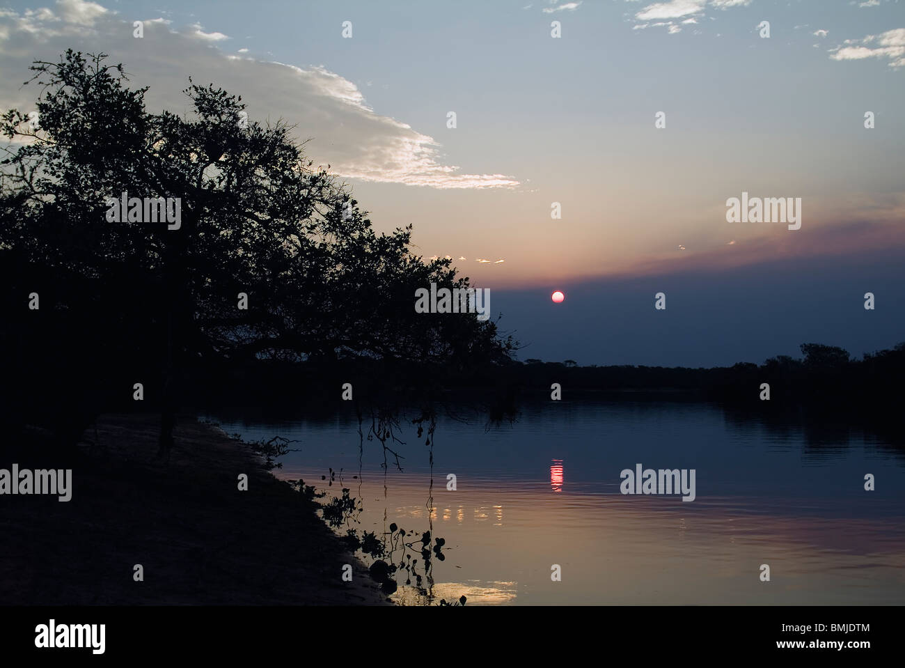 Sunset over the Mutum river, Pantanal, Brazil Stock Photo - Alamy