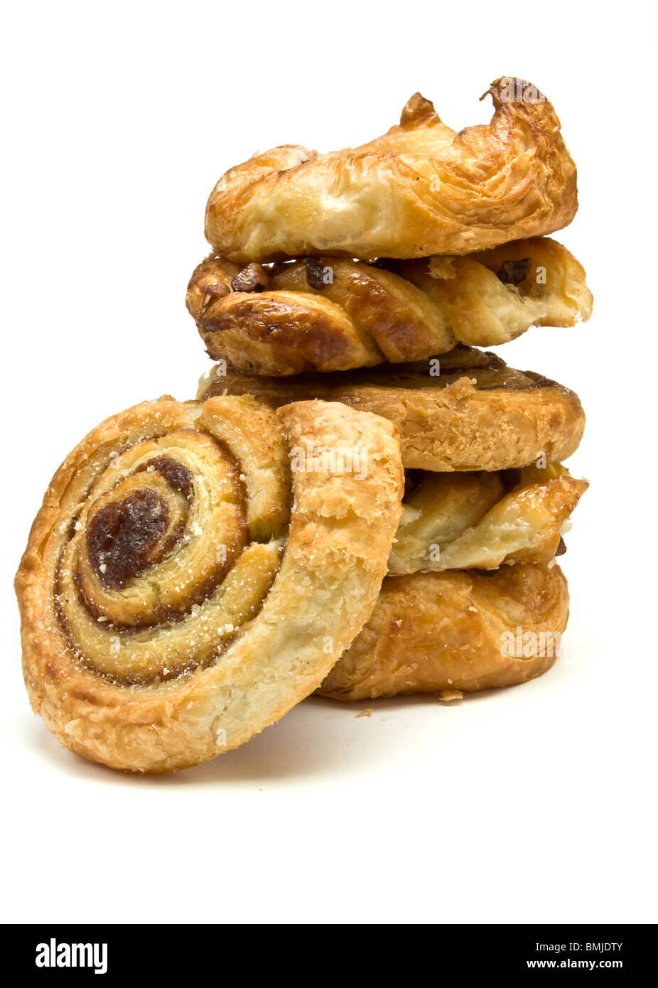 Abstract Danish Pastry Tower isolated against white background Stock ...