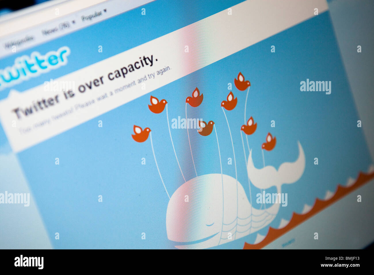 Close up of a computer monitor / screen showing the website Twitter ...
