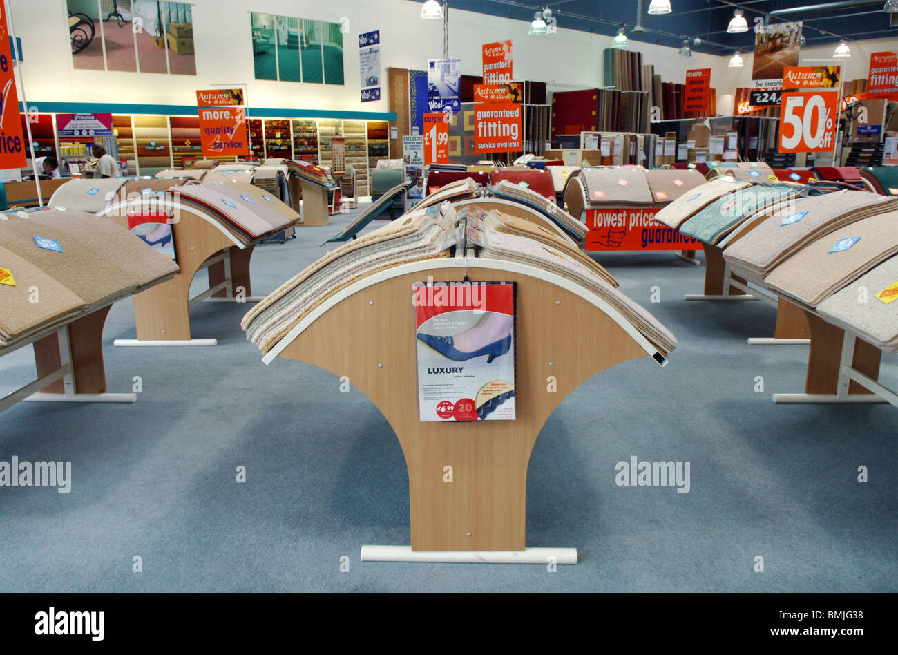 Carpet samples in Allied Carpets Stock Photo - Alamy