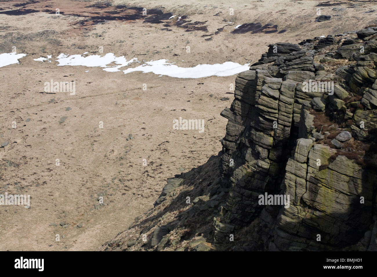 Rock outcrop above Dove Stone Reservoir Greenfield Lancashire England ...