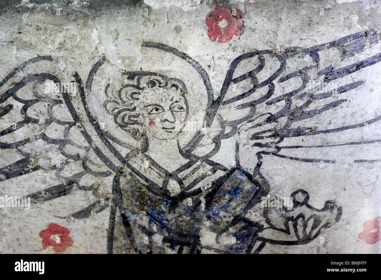 Angel, wall painting, Church of Our Lady, Bruges, Belgium Stock Photo ...