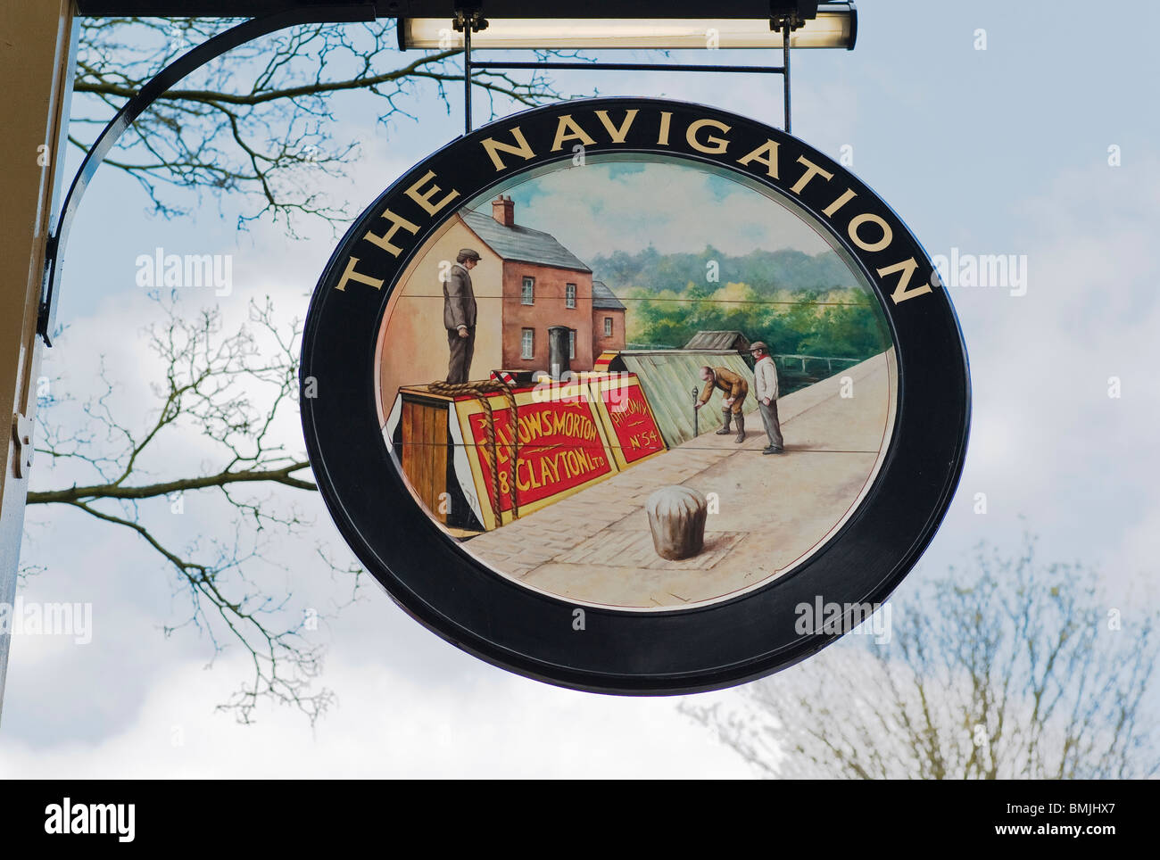 Inn sign at The Navigation at Stoke Bruerne Northampton England UK EU ...