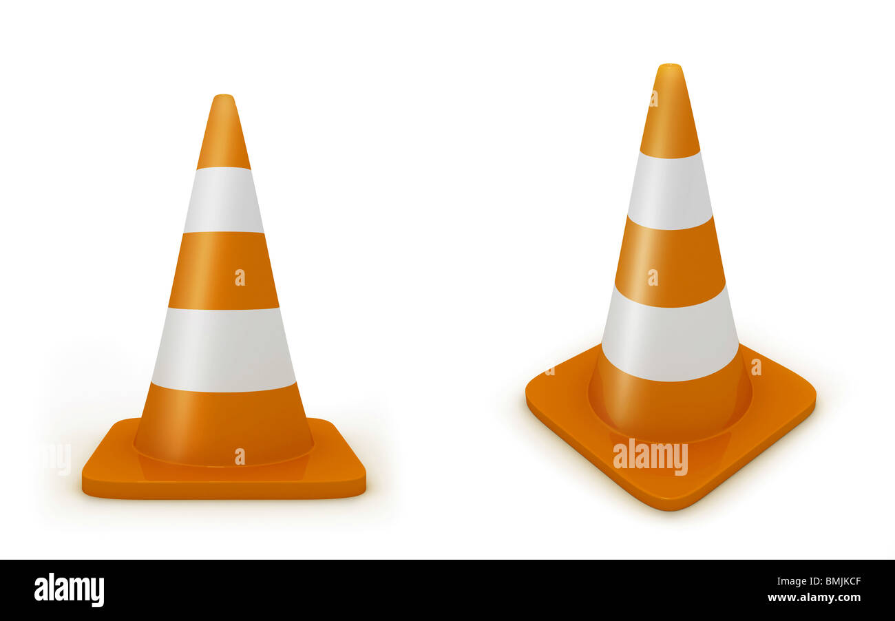 Road cones in two views Stock Photo - Alamy