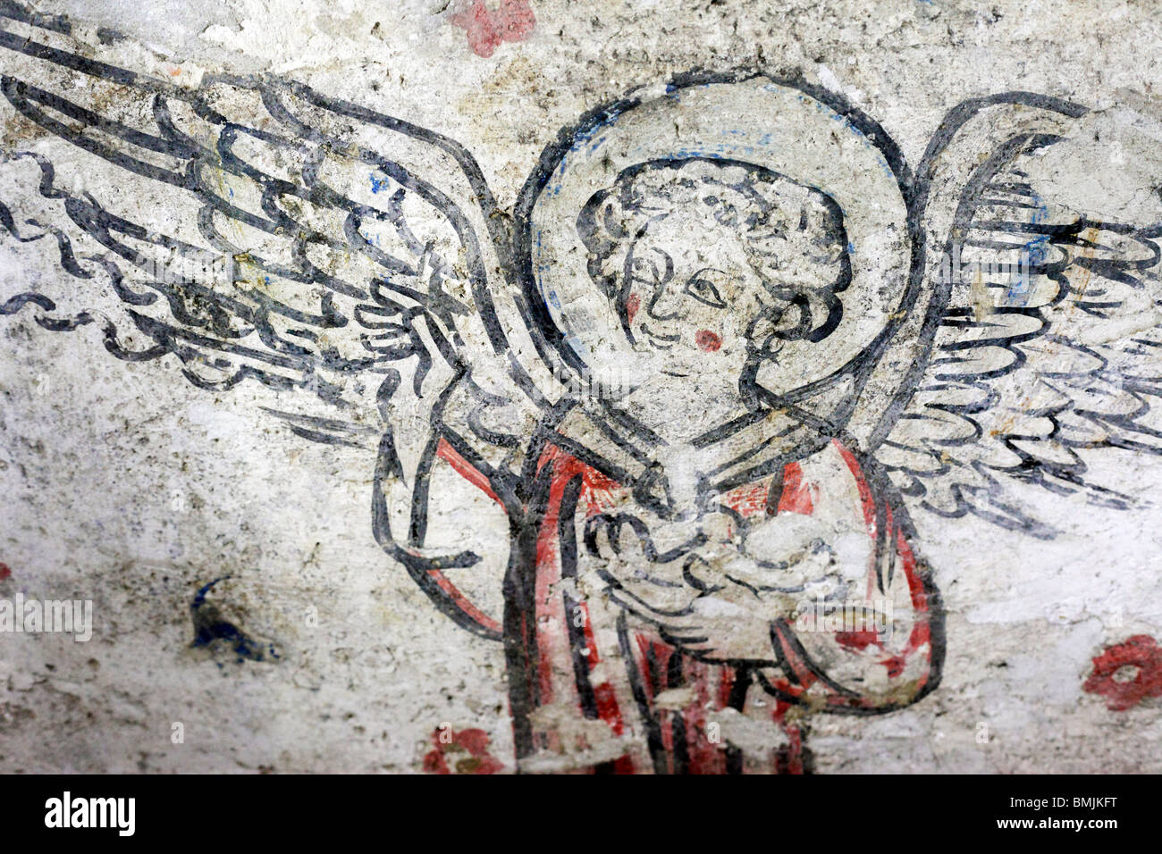 Angel, wall painting, Church of Our Lady, Bruges, Belgium Stock Photo ...