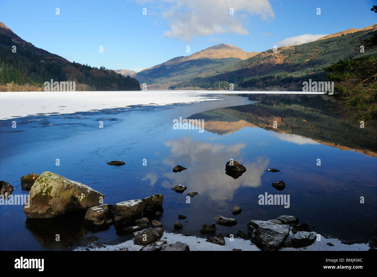 Winter reflections, Loch Eck, Argyle and Bute, Scotland Stock Photo - Alamy