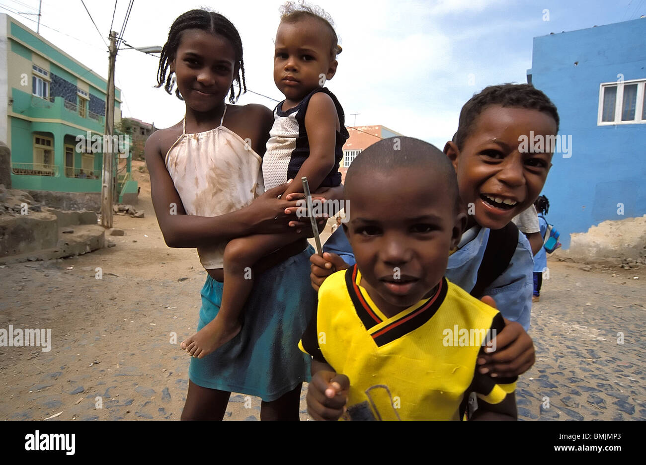 Group of children, Sao Vicente, Cape Verde Islands Stock Photo - Alamy