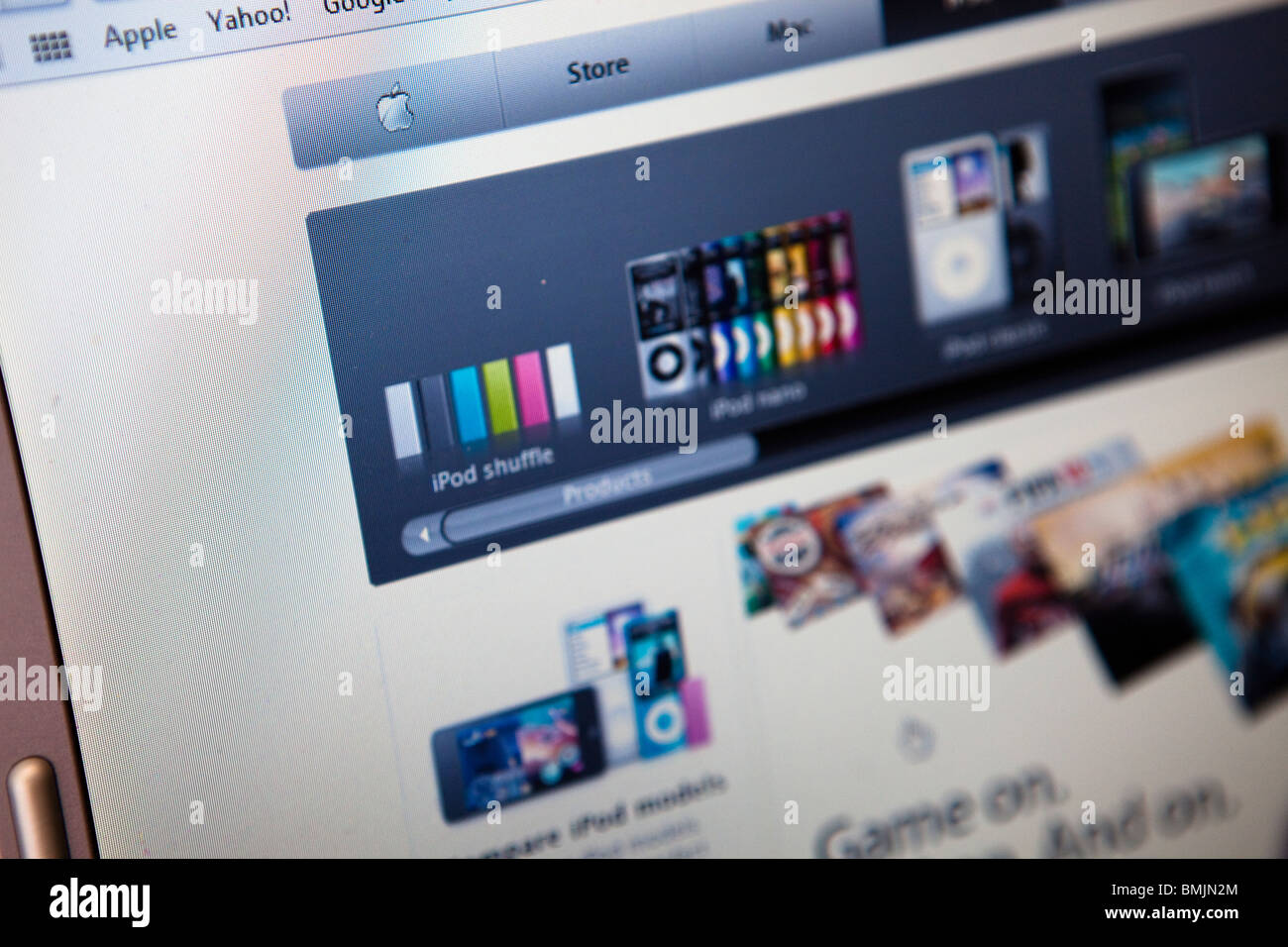 Close up of a computer monitor / screen showing the Apple Store website ...