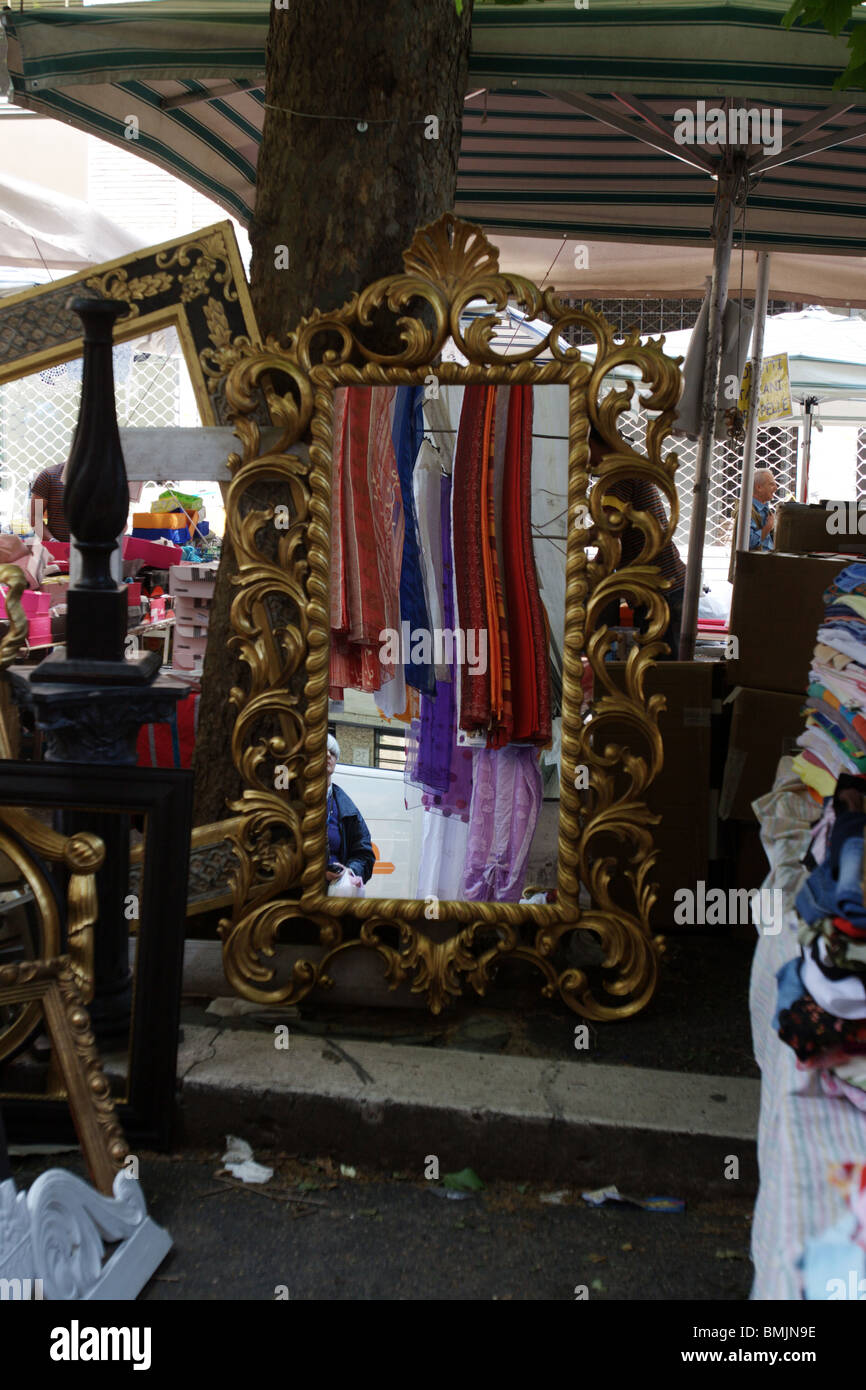 Porta Portese Trastevere Rome Italy scene street market outdoor sunday ...