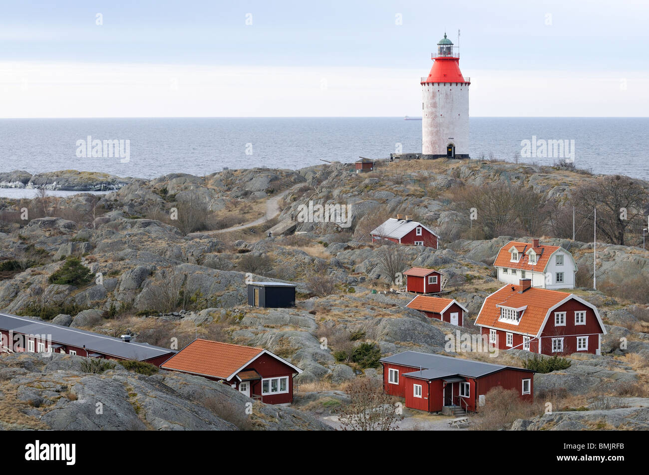 A small village with a lighthouse in the archipelago Stock Photo - Alamy