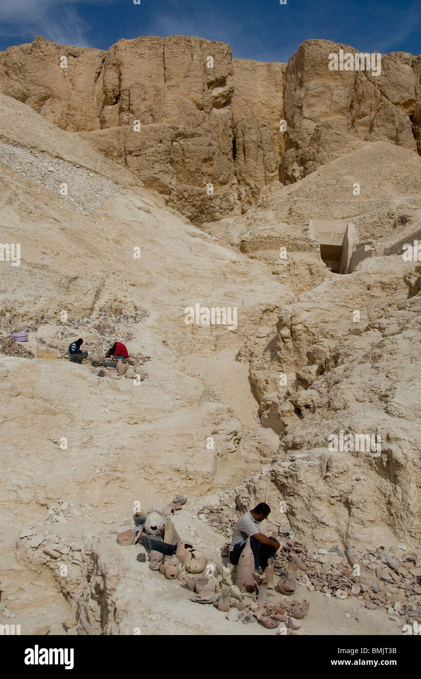Egypt, Luxor, West Bank, Valley of the Kings. Active archaeological dig ...