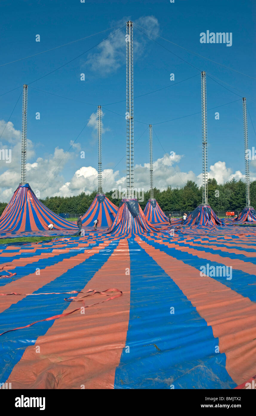Erection of large circus tent, Shane's Castle, County Antrim Stock ...