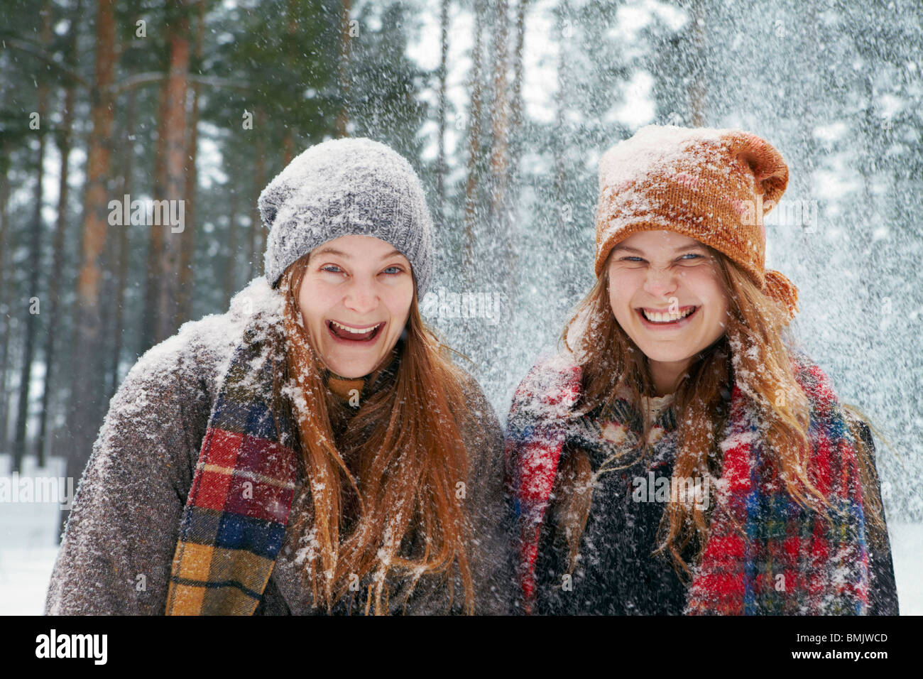 Young women outside in heavy snow Stock Photo - Alamy
