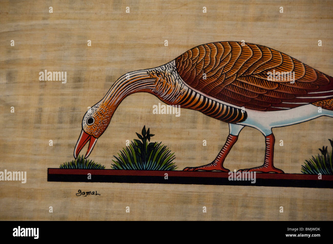 Egypt, Cairo. Traditional papyrus workshop and showroom, painted ...