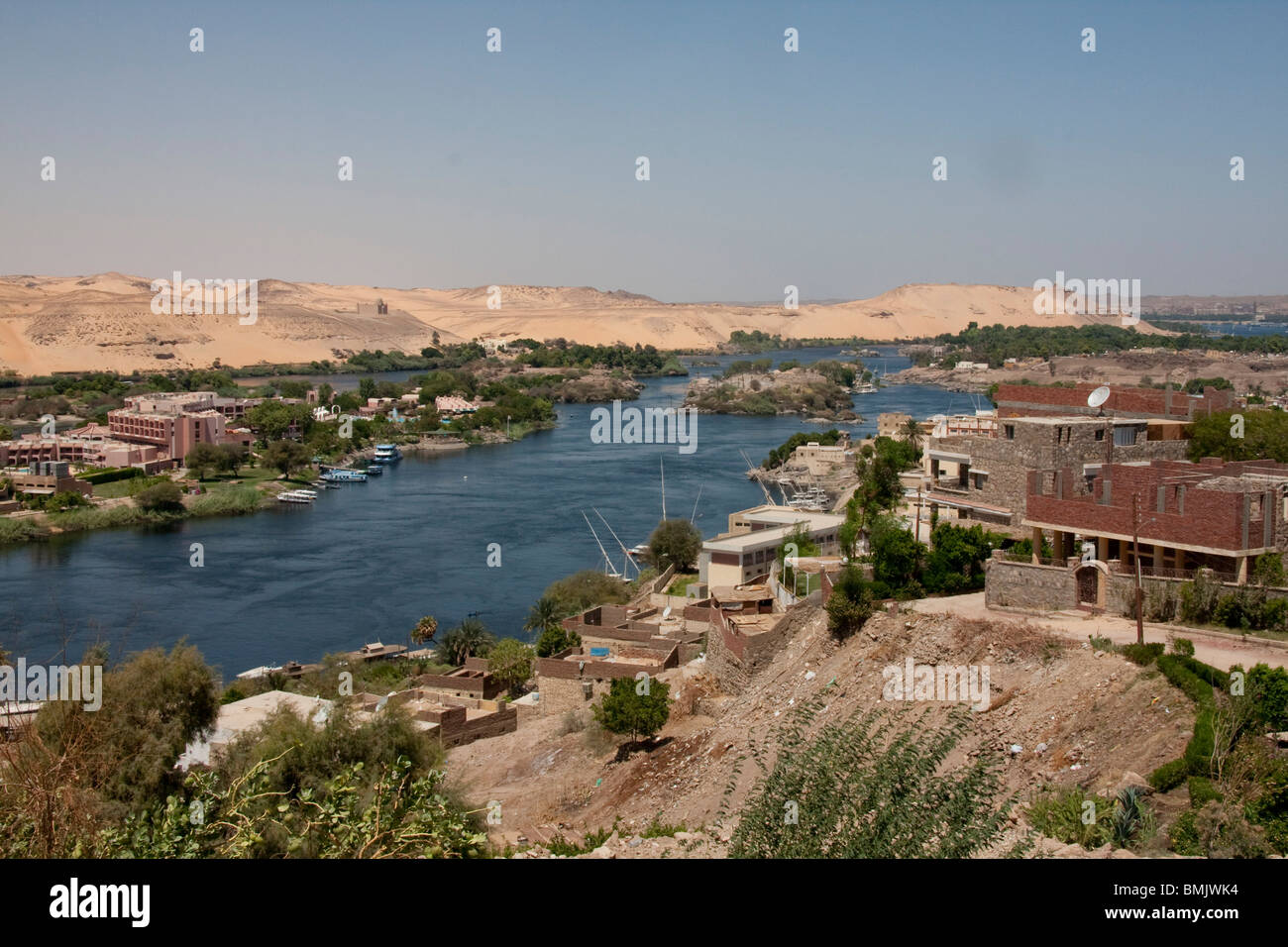 Panoramic view of the Nile River, Aswan, Egypt Stock Photo - Alamy