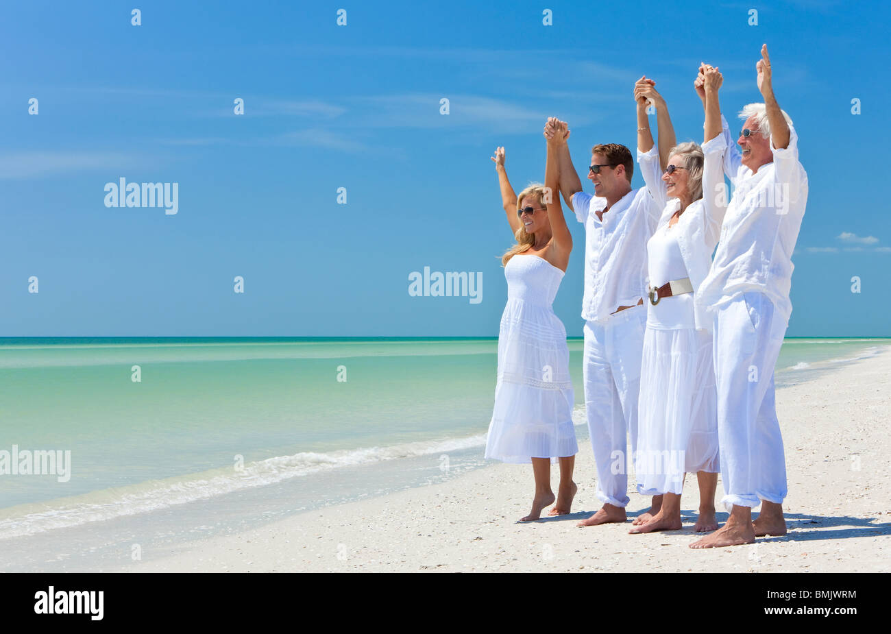 Two Couples Generations Family Together High Resolution Stock ...