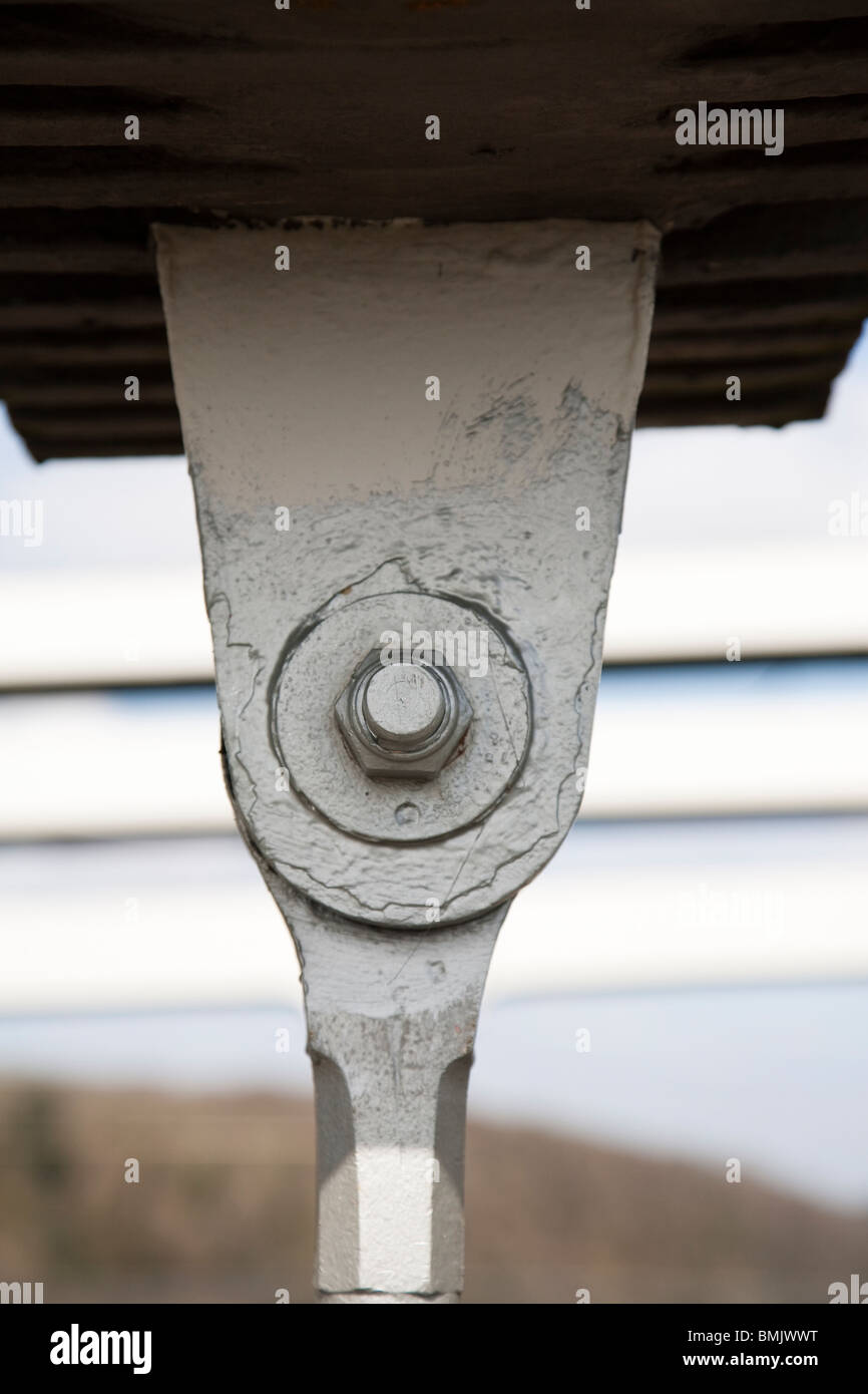 Close-up of the detailed design of the wrought iron structure of the ...