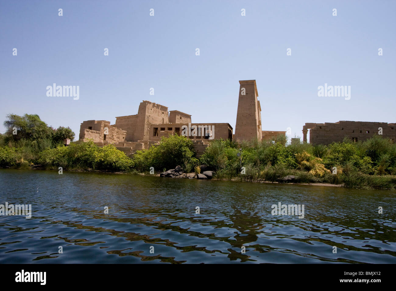 Temple of Isis on the Island of Philae, as seen from the water, Aswan ...