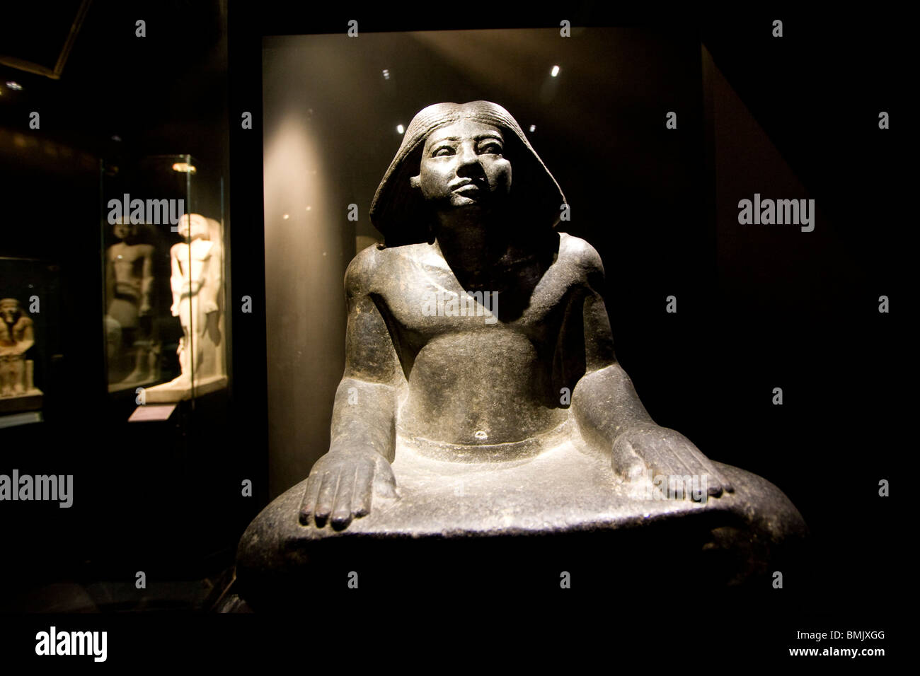 Granit statue of a Scribe from Saqqara on display at the Alexandria ...