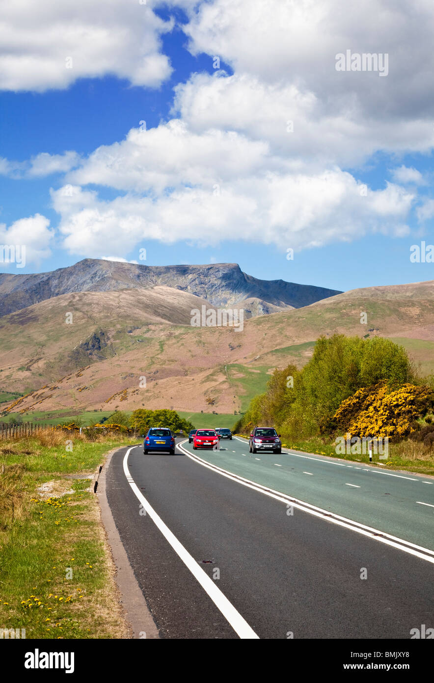 A66 road to the Lake District, England, UK - with Blencathra mountain ...