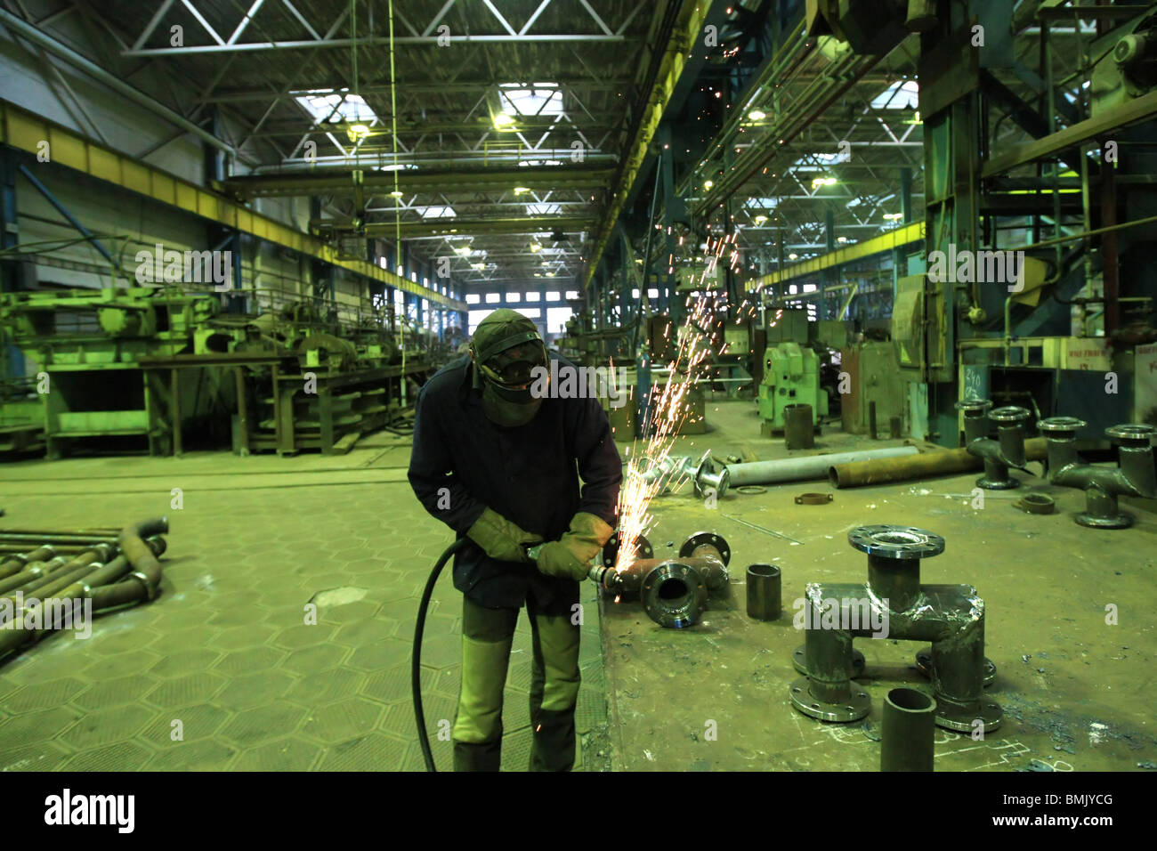 Construction Worker Welding Iron Industry High Resolution Stock ...
