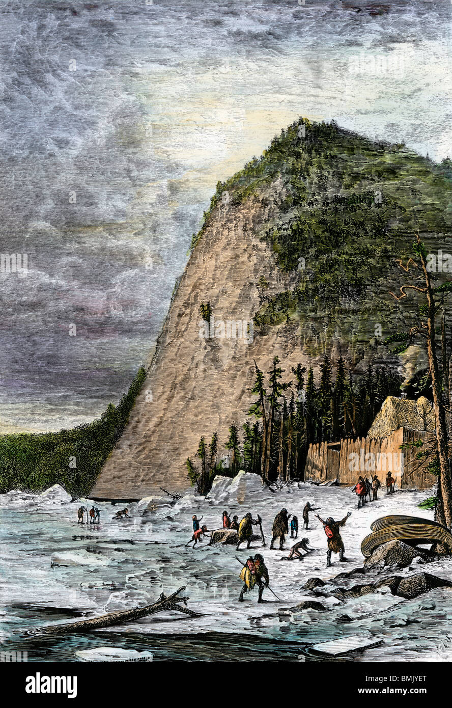 Starving Native Americans seeking refuge at the French fort at Quebec ...