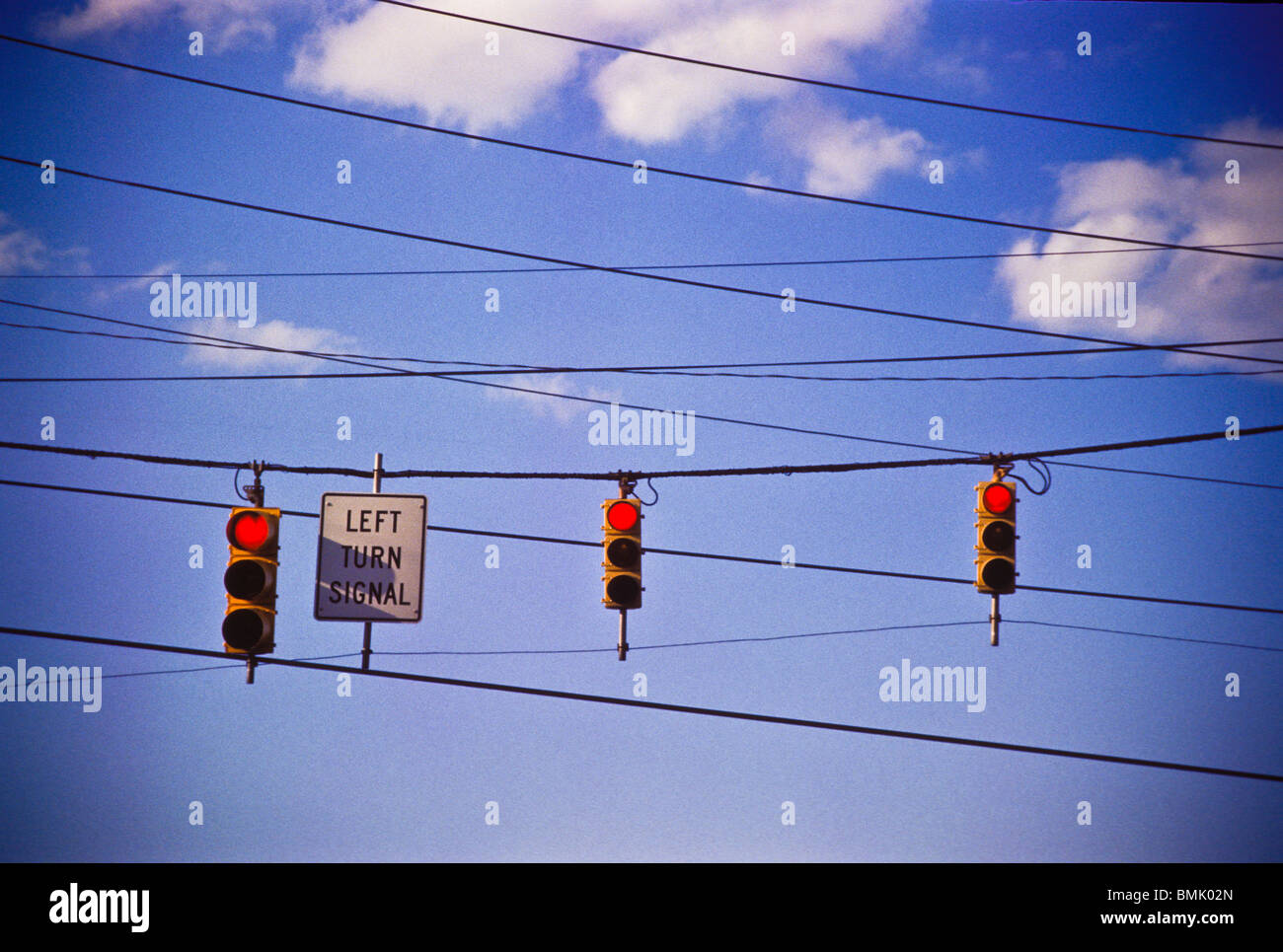Traffic lights left turen signal sign city urban intersection Stock ...