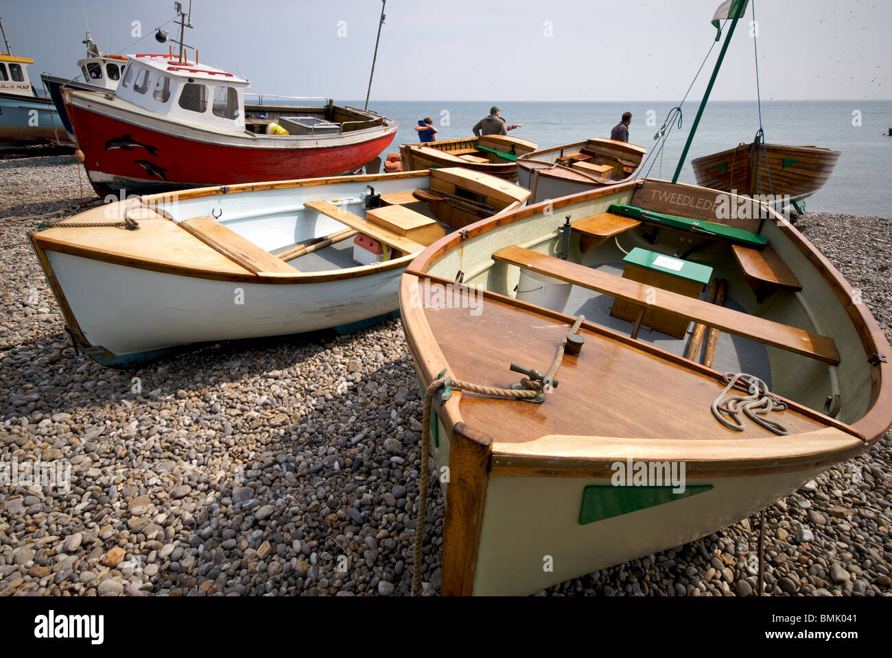 Beer Dorset UK Beach Boats Stock Photo - Alamy