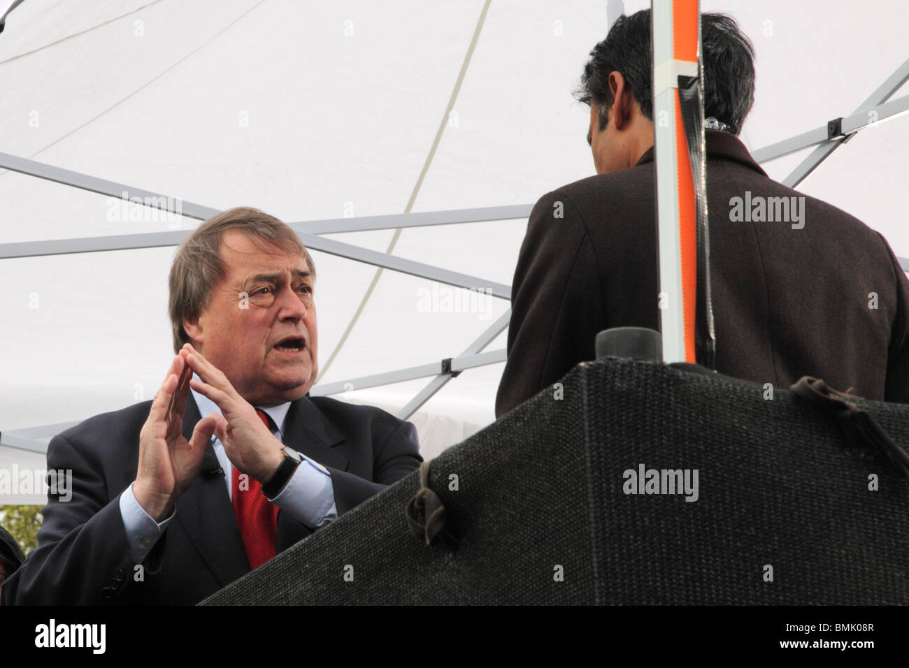 Labour MP John Prescott giving TV interview on College Green ...