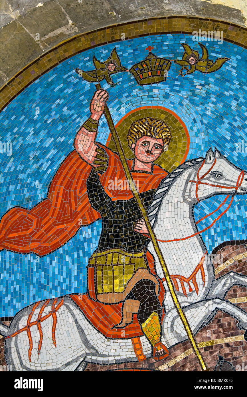 Mosaic of Saint George in the nunnery of Saint George in Cairo, Egypt ...