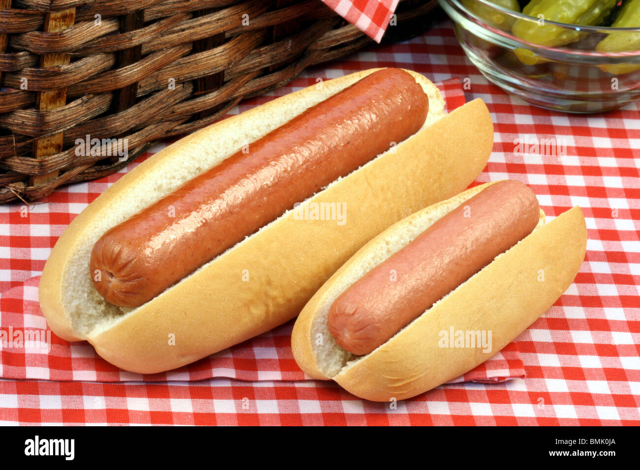 hot dog ingredients on a nice table setting rich in colors and flavors ...