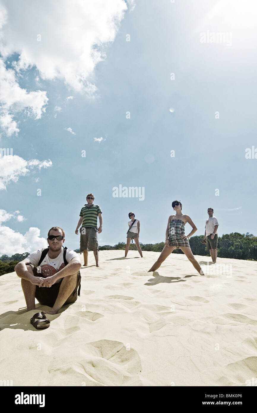 Five Friends on Holiday on Fraser Island, Queenland, Australia Stock ...