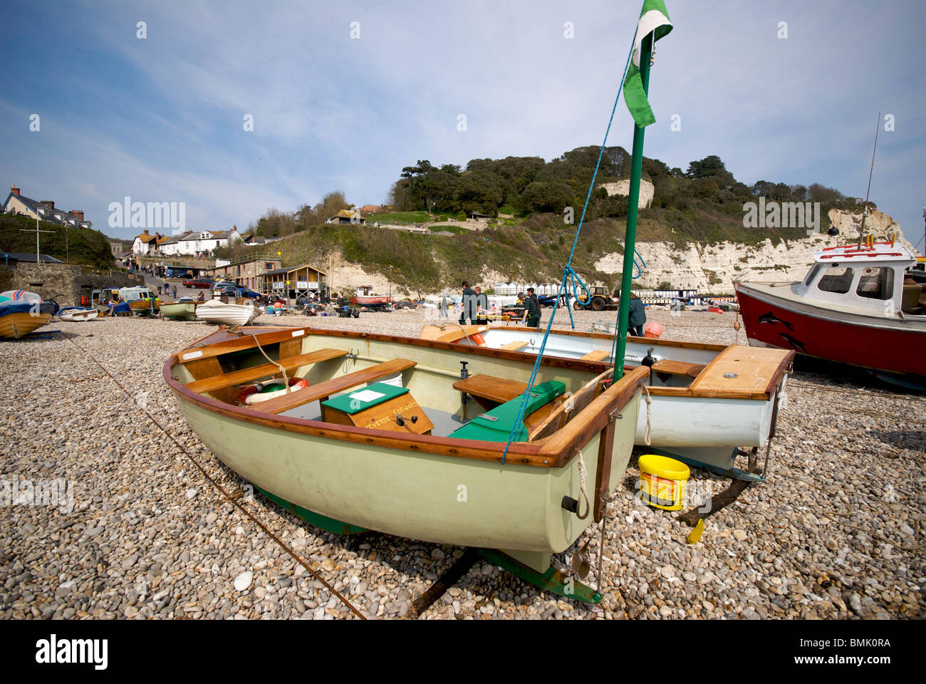 Beer Dorset UK Beach Boats Stock Photo - Alamy