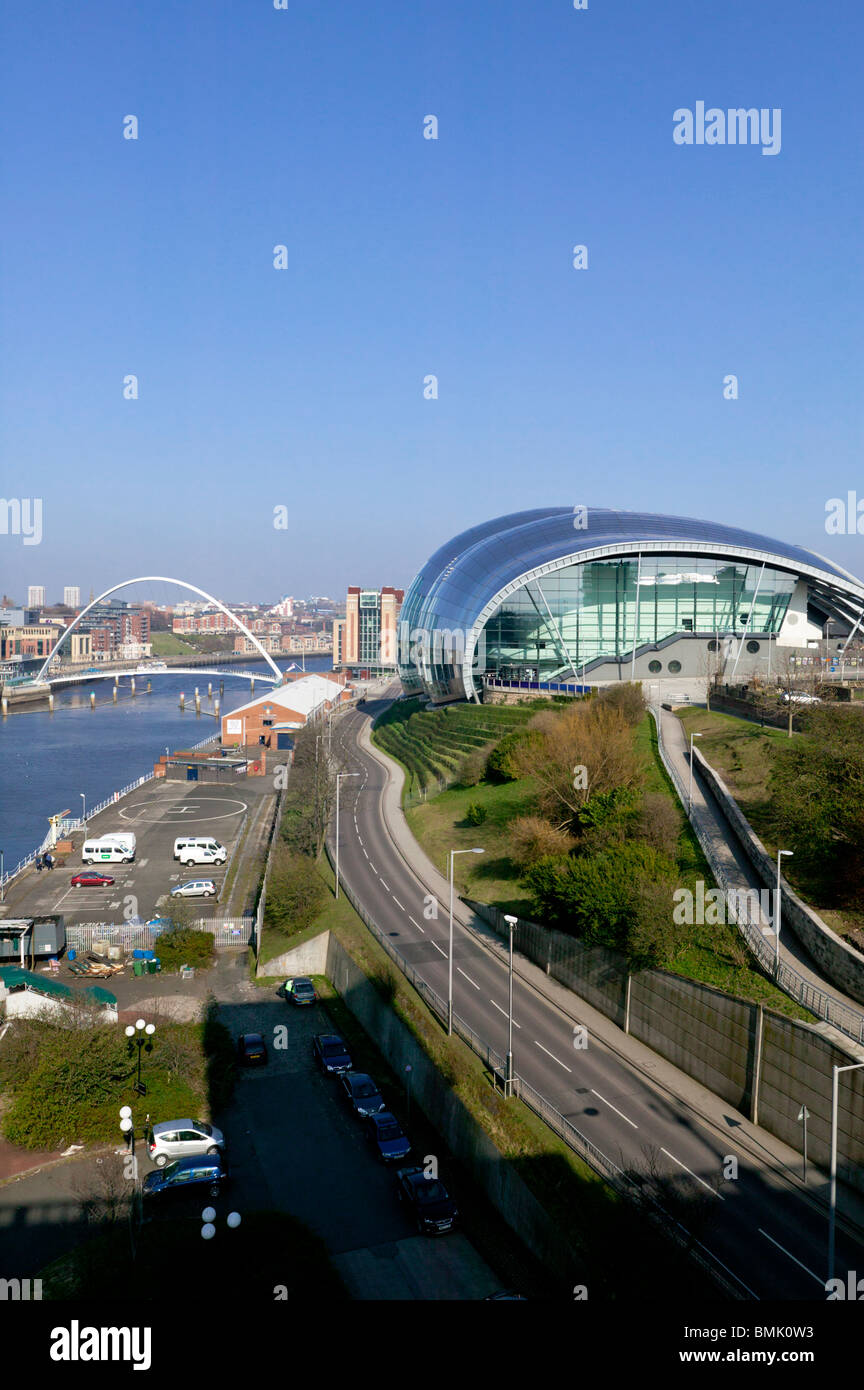 View of the Gateshead Quays development: Sage Gateshead, BALTIC Centre ...
