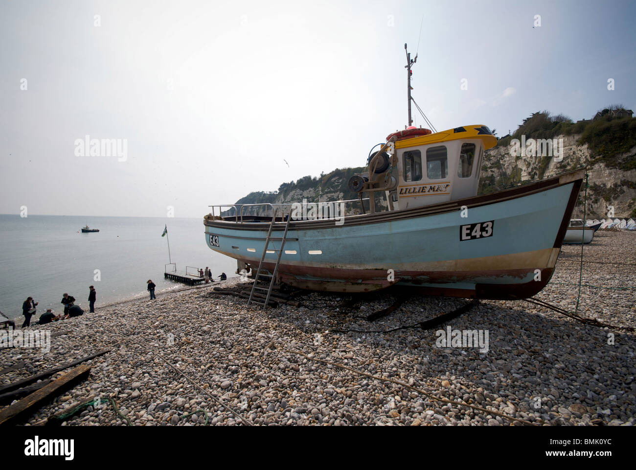 Beer Dorset UK Beach Boat Stock Photo - Alamy