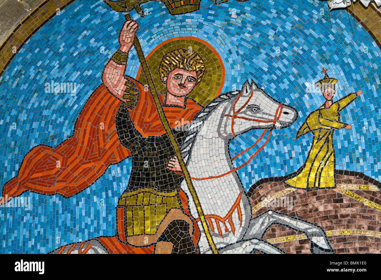 Mosaic of Saint George in the nunnery of Saint George in Cairo, Egypt ...