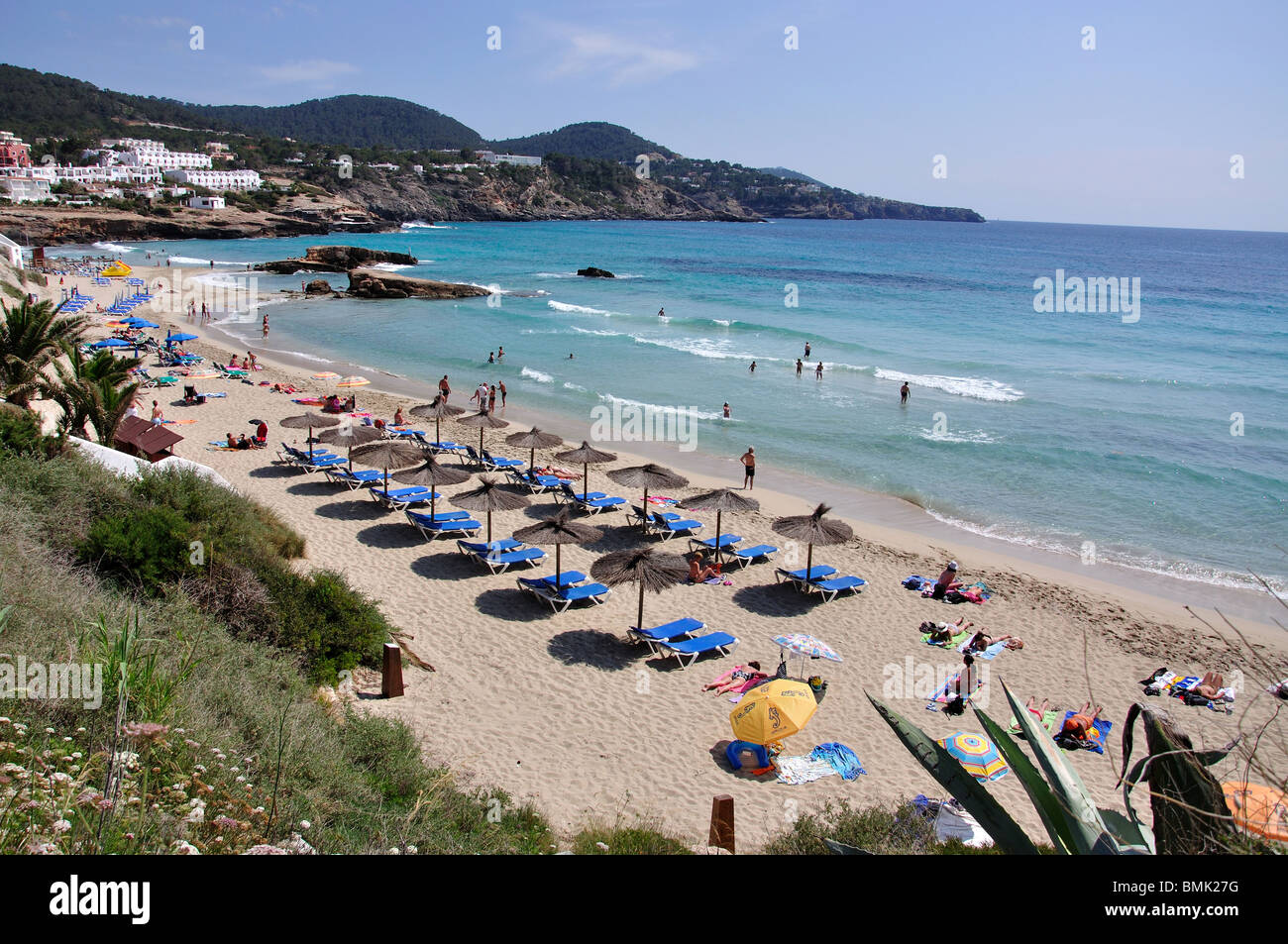 Beach view, Cala Tarida, Ibiza, Balearic Islands, Spain Stock Photo - Alamy