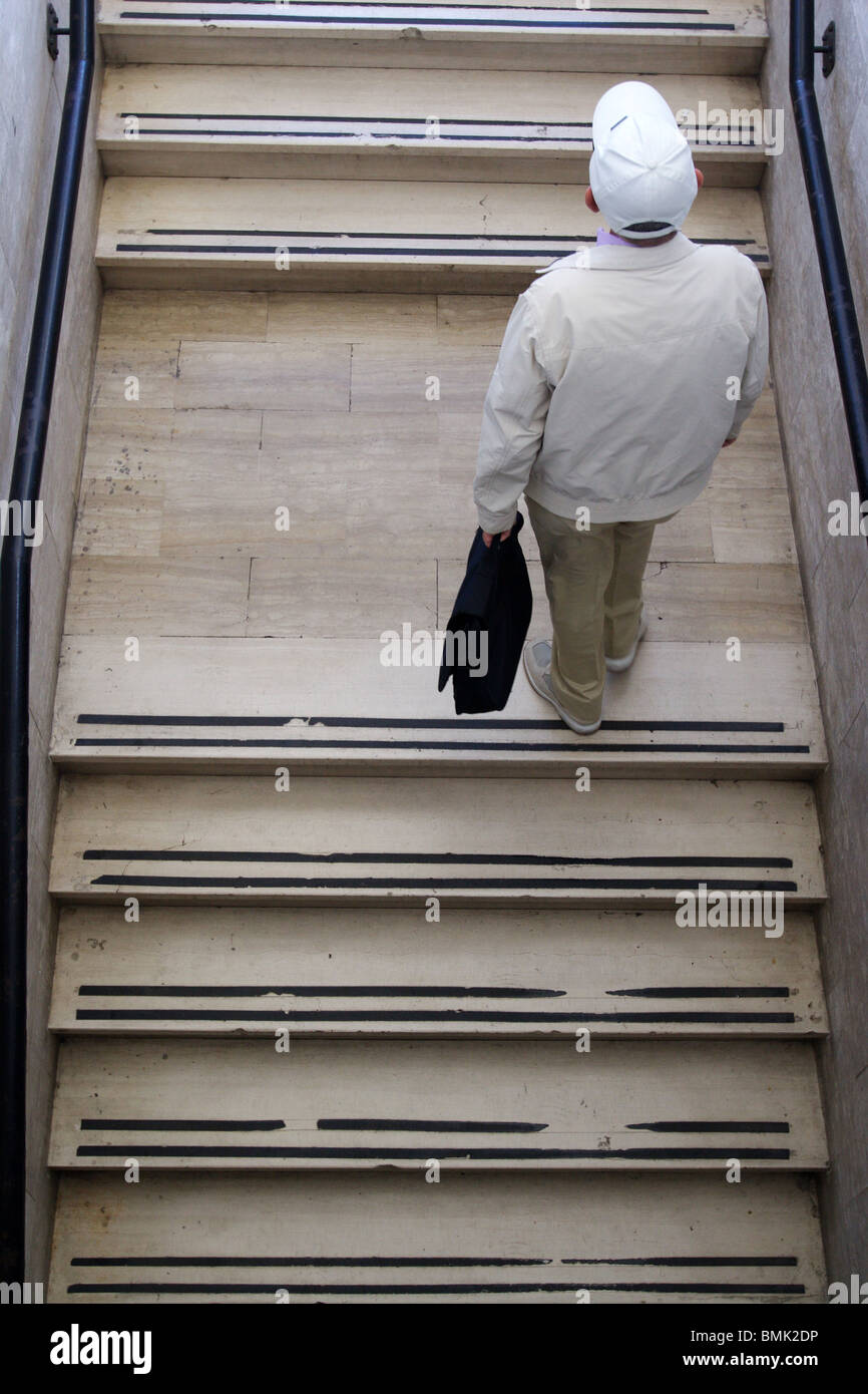 Steps hight view, people climbing stairs outdoor street scene Stock ...