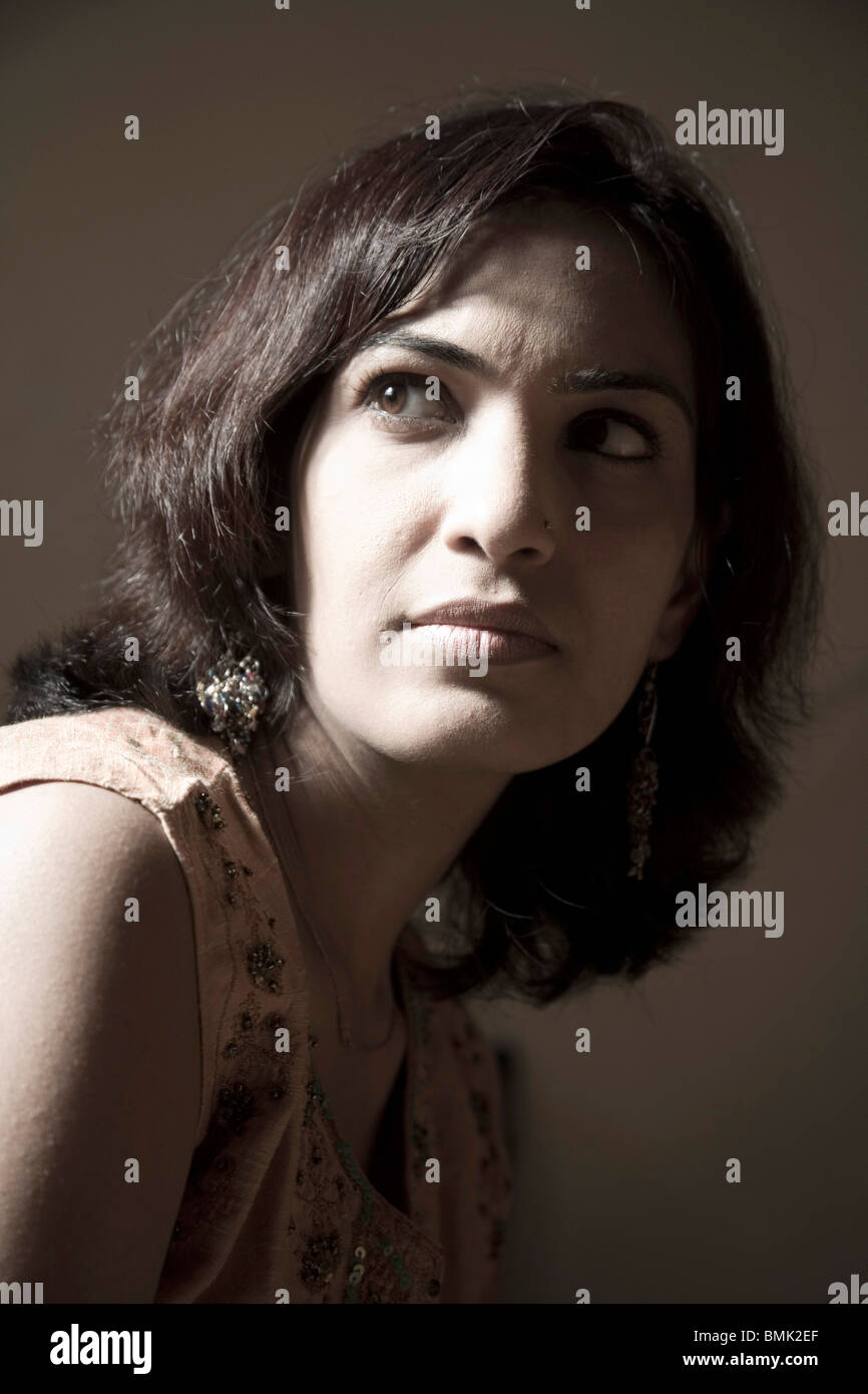 Portrait of South Asian Indian woman Anju ; Bombay Mumbai ; Maharashtra ...