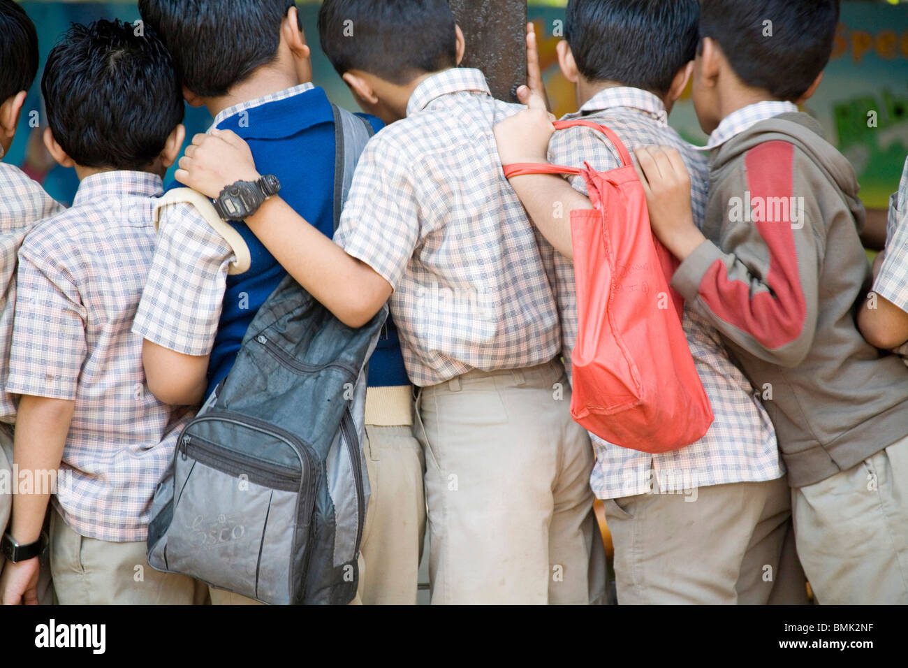 School children standing in queue at Amusement park Tikuji ni wadi ...