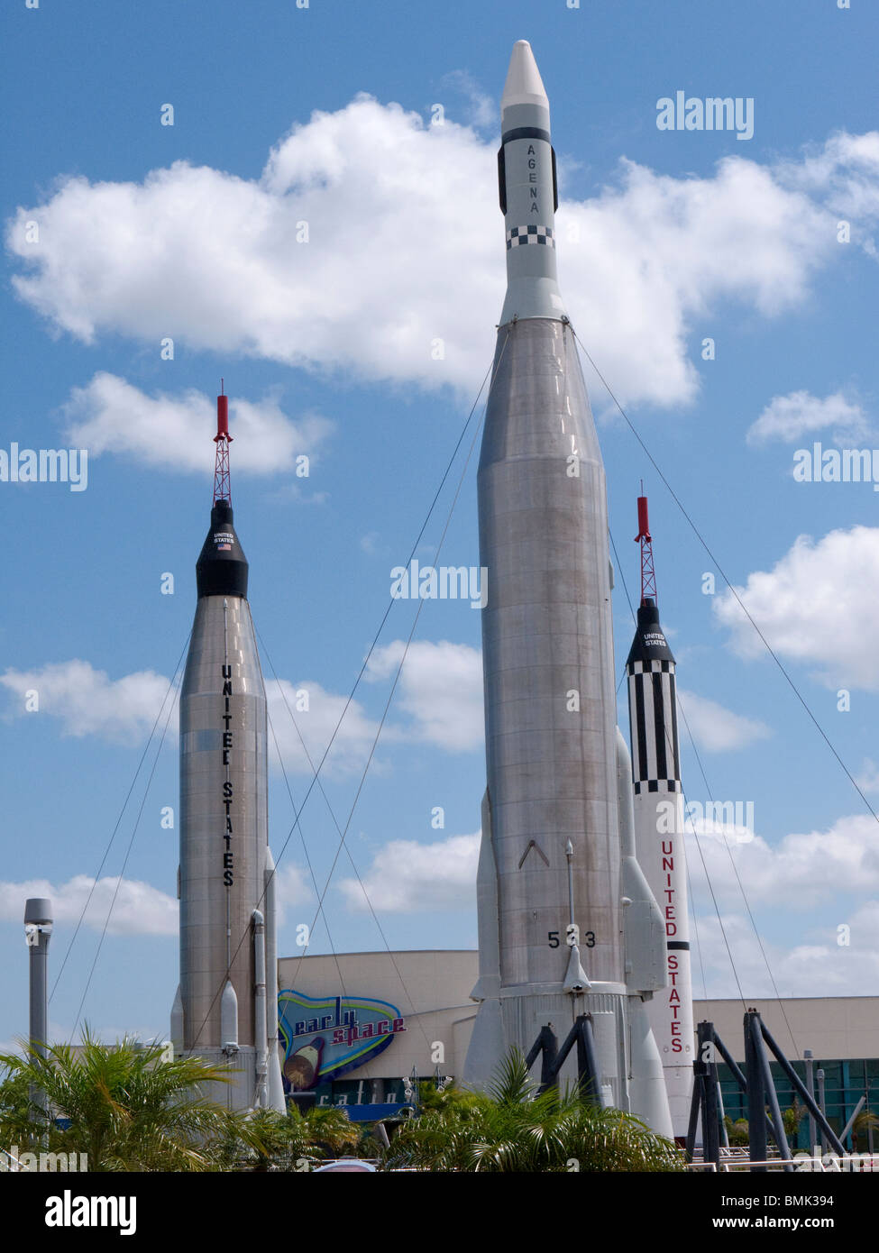 Rocket Garden at the Visitor Centre at Kennedy Space Centre, Cape ...