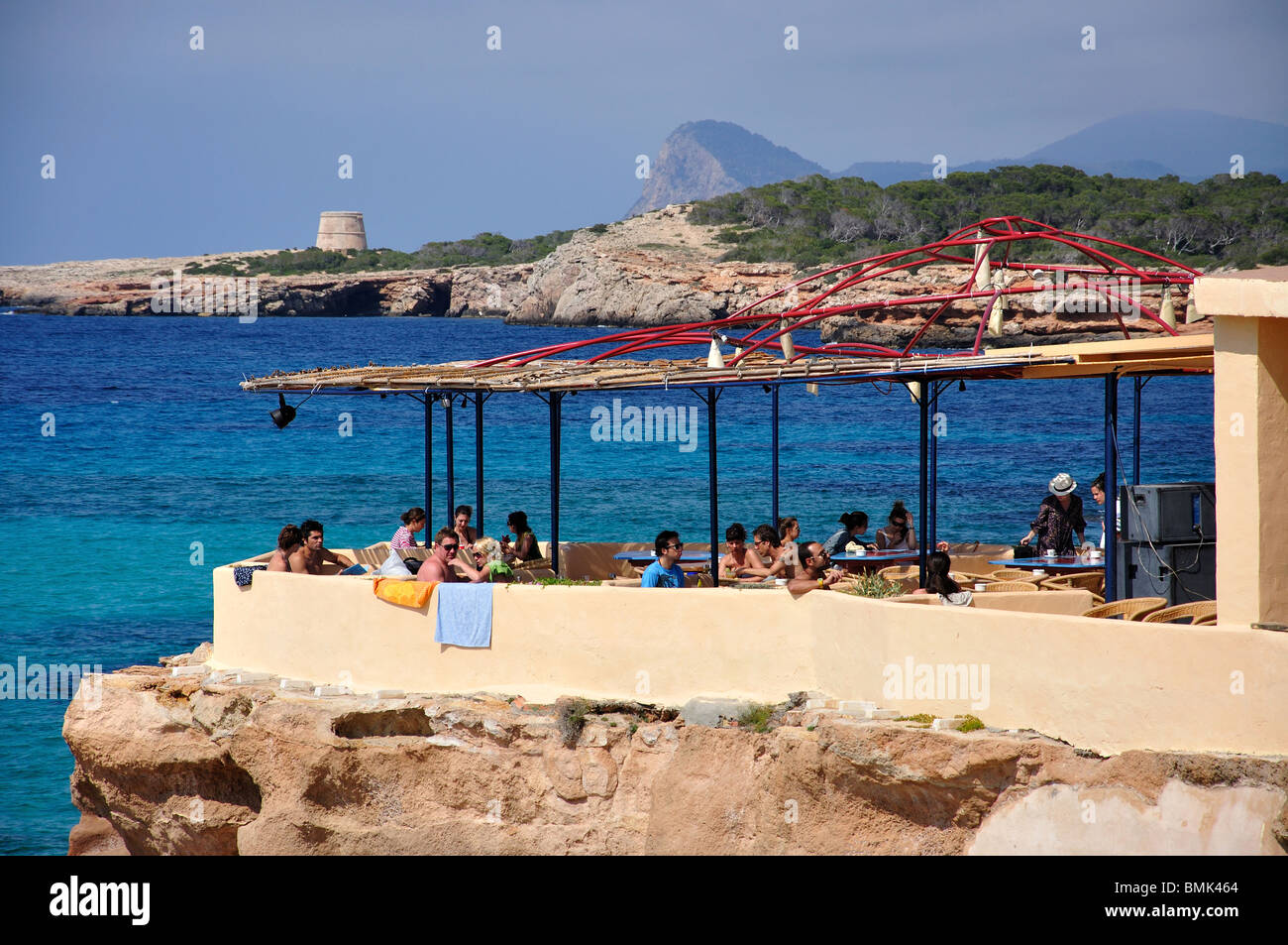Beach bar, Cala Comte, Ibiza, Balearic Islands, Spain Stock Photo - Alamy