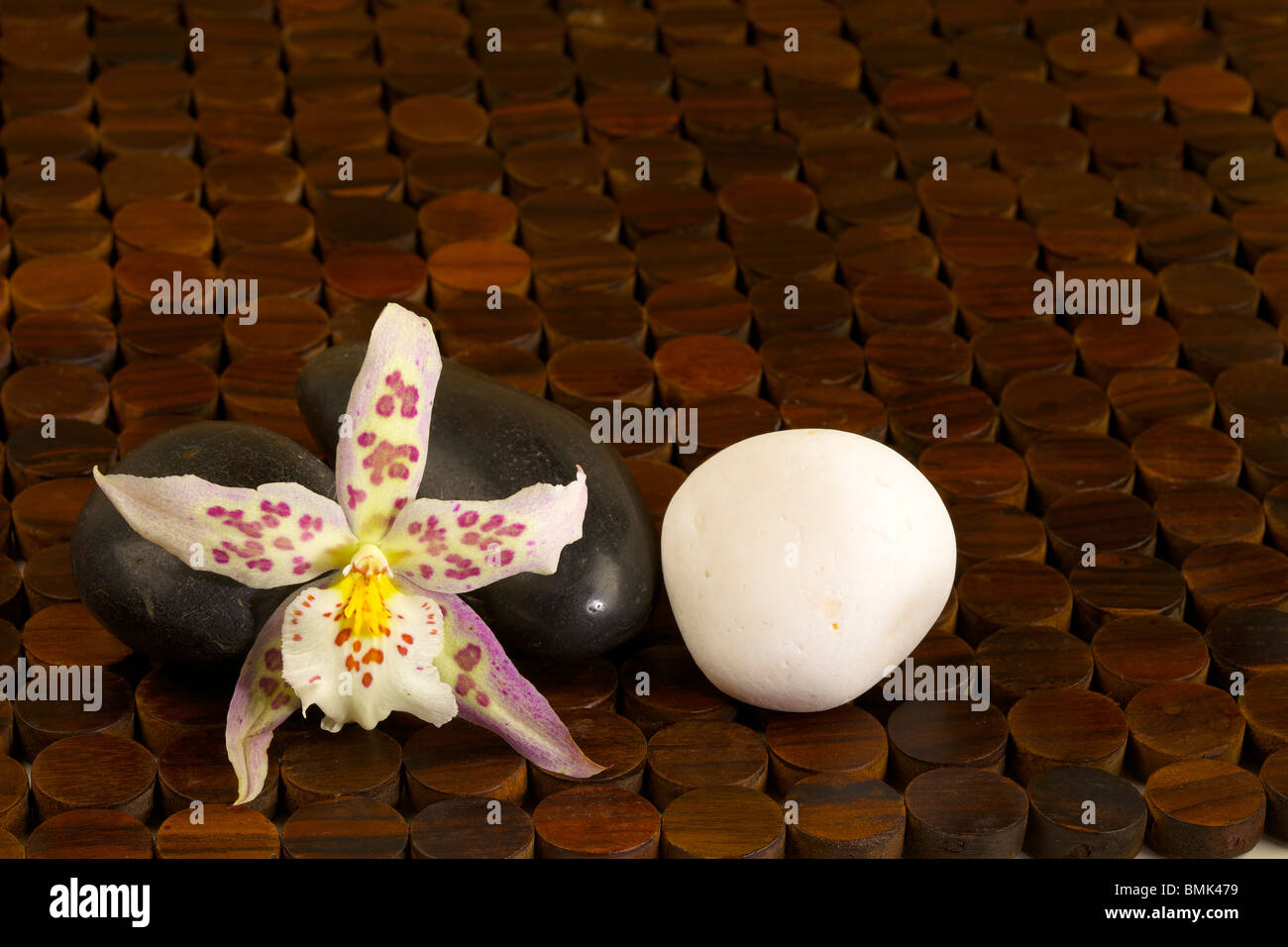Zen-like scene with flower and candles Stock Photo - Alamy