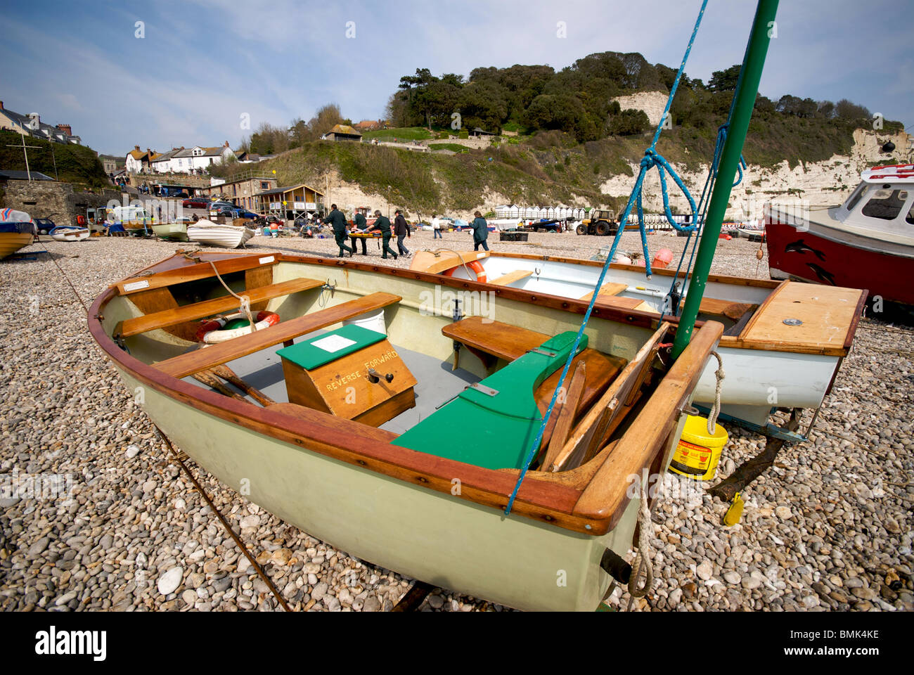 Beer Dorset UK Beach Boats Stock Photo - Alamy