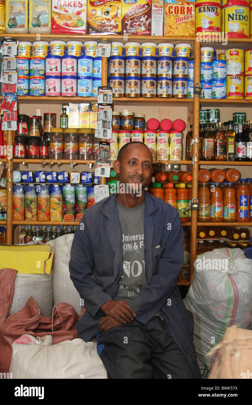 Store owner in Addis Ababa, Ethiopia, east Africa Stock Photo - Alamy