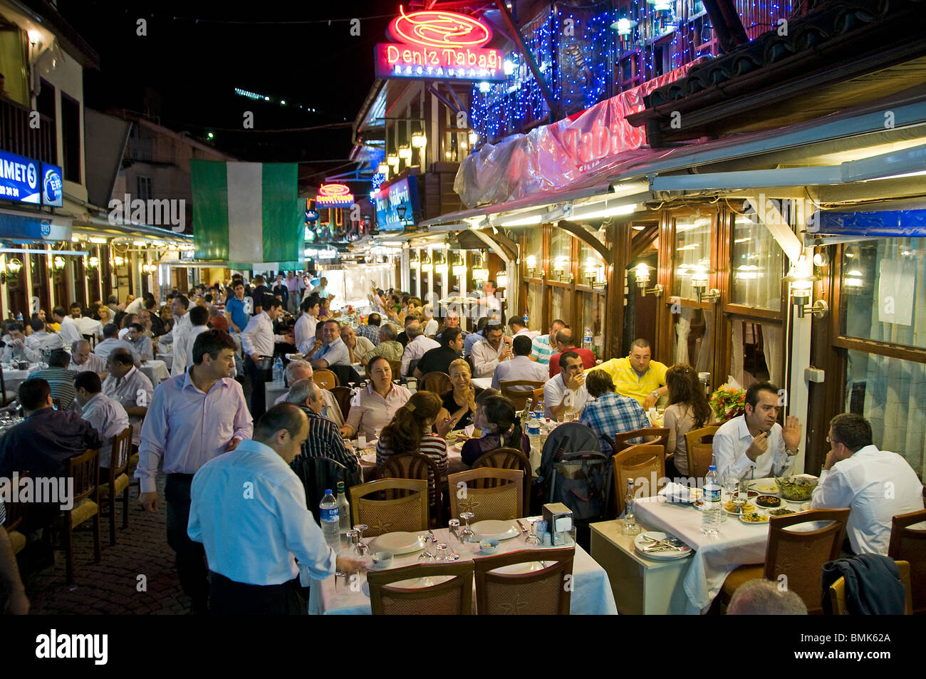 Bursa Street night restaurant Sakarya Cadessi Turkey Anatolia Stock ...