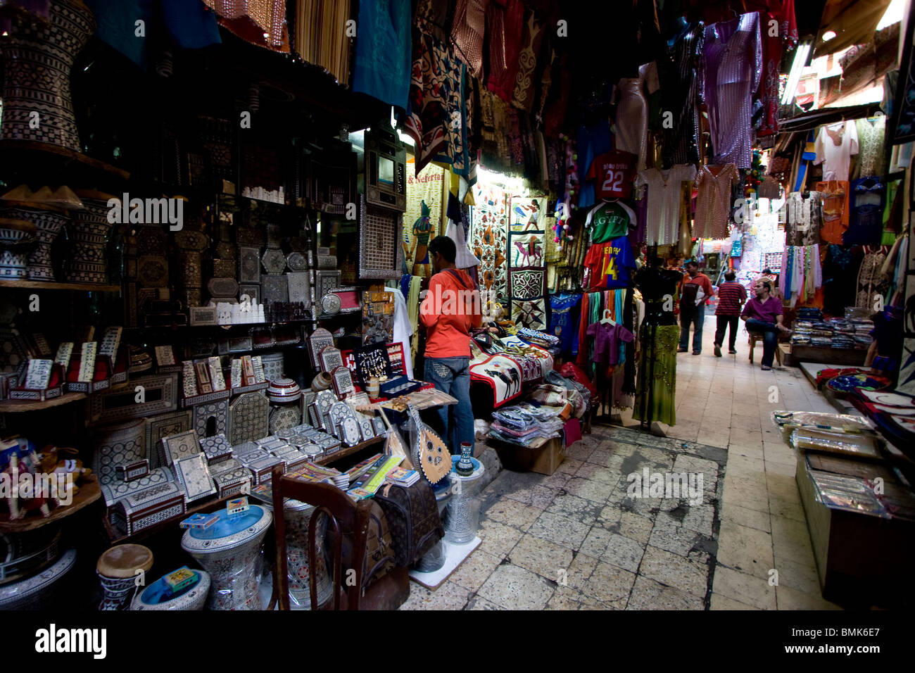 Crafts Souk at Khan al-Khalili Bazaar, Cairo, Al Qahirah, Egypt Stock ...