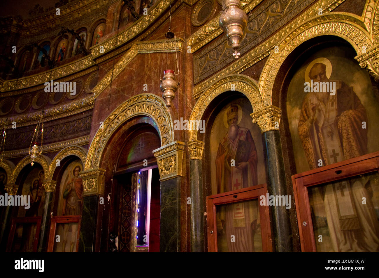 Icons in the Church of St. George, Cairo, Al Qahirah, Egypt Stock Photo ...
